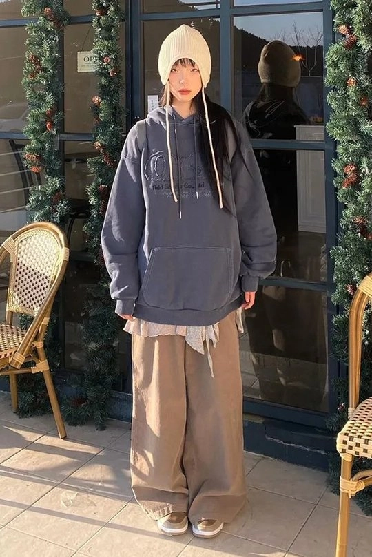 [Influencer pick] ODSD Pigment Damage Oversized Fit Hoodie - navy ...